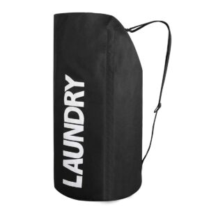 WOWLIVE Extra Large Foldable Laundry Bag Durable Laundry Basket Collapsible Laundry Hamper Backpack Dirty Clothes Hamper Standing Waterproof Hampers for Laundry Dorm Room (Black)