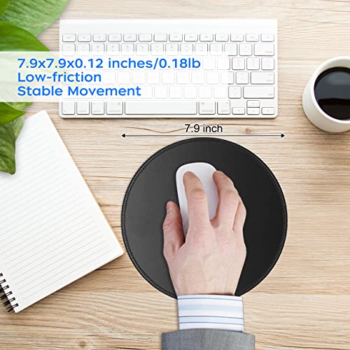 JIKIOU Round Mouse Pad, Anti Slip Rubber Round Mousepads Desktop Notebook Mouse Mat with Stitched Edge for Women Girl Men Kids Office Home Gaming Laptop, Small Size 7.9x7.9 inches, 4 Pack Black