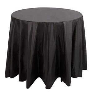 juvale 12-pack black plastic tablecloth - 84-inch round disposable table cover, fits up to 72-inch round tables, black themed party supplies