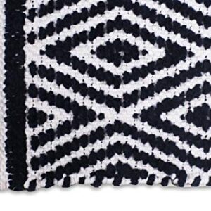 Ramanta Home 100% Cotton Diamond Rug 21x34 Hand Woven Reversible Washable Rug - Black,Farmhouse Bathroom Rugs,Entry Rugs,Rugs for Living Room,Rag Rug,Kitchen Rug Cotton,Machine Washable Rug,Woven Rug