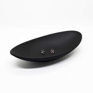 a5 melamine jewelry dish organizer, decorative trinket dish,accent tray for vanity,food safe dishware (black, ship)