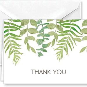 Paper Frenzy Elegant Ferns Thank You Note Cards and Envelopes - 25 pack