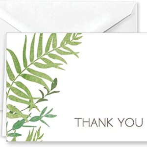 Paper Frenzy Elegant Ferns Thank You Note Cards and Envelopes - 25 pack