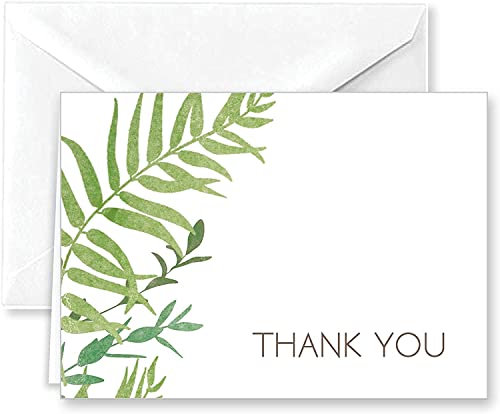 Paper Frenzy Elegant Ferns Thank You Note Cards and Envelopes - 25 pack