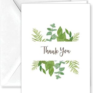 Paper Frenzy Elegant Ferns Thank You Note Cards and Envelopes - 25 pack