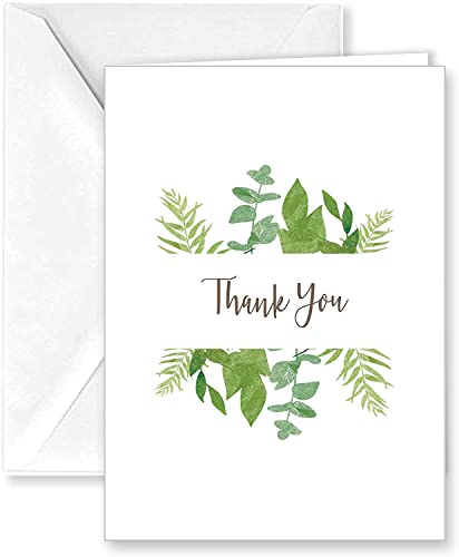 Paper Frenzy Elegant Ferns Thank You Note Cards and Envelopes - 25 pack