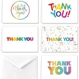 Paper Frenzy Rainbow Thank You Note Cards and Envelopes - 25 pack