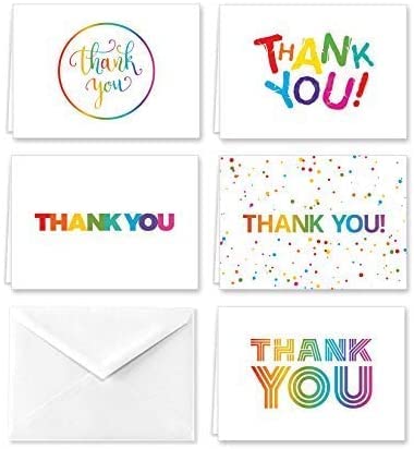 Paper Frenzy Rainbow Thank You Note Cards and Envelopes - 25 pack