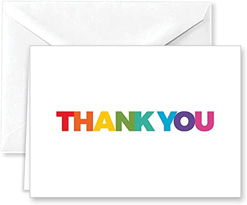 Paper Frenzy Rainbow Thank You Note Cards and Envelopes - 25 pack