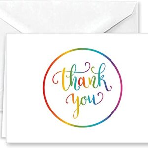 Paper Frenzy Rainbow Thank You Note Cards and Envelopes - 25 pack