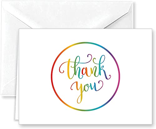 Paper Frenzy Rainbow Thank You Note Cards and Envelopes - 25 pack