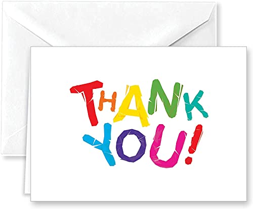 Paper Frenzy Rainbow Thank You Note Cards and Envelopes - 25 pack