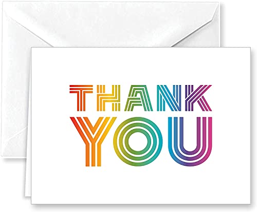 Paper Frenzy Rainbow Thank You Note Cards and Envelopes - 25 pack