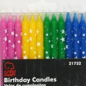 Chef Craft Birthday Candles, Polka Dot Stars, Pack of 8 - Total of 192 Candles