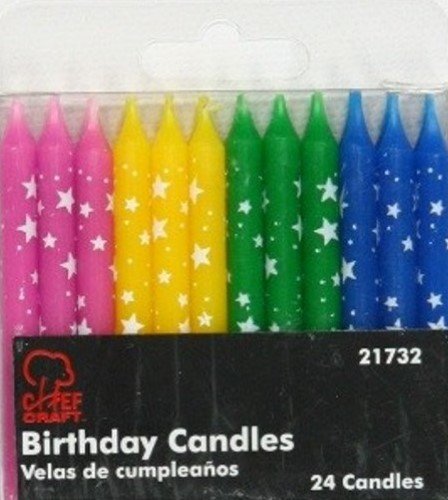 Chef Craft Birthday Candles, Polka Dot Stars, Pack of 8 - Total of 192 Candles