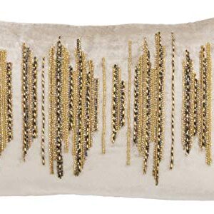 Safavieh Deston Darling Throw Pillow, 12"x22", Beige/Gold