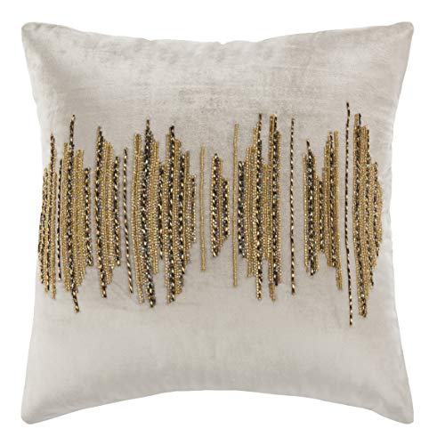 Safavieh Deston Darling Throw Pillow, 22"x22", Beige/Gold