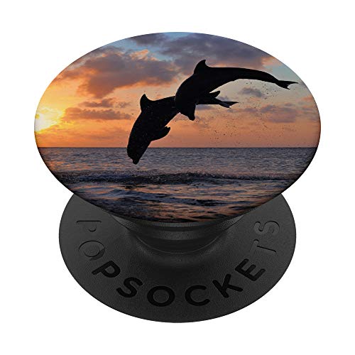 Sunset Dolphins - Cell Phone Mount & Hand Holder Knob 6460 PopSockets PopGrip: Swappable Grip for Phones & Tablets