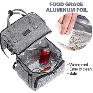 AmHoo Insulated Lunch Box Cooler Backpack Waterproof Leak-proof Lunch Bag Tote For Men Women Hiking Beach Picnic Trip with Strongest YKK Zipper Gray