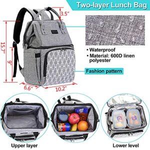 AmHoo Insulated Lunch Box Cooler Backpack Waterproof Leak-proof Lunch Bag Tote For Men Women Hiking Beach Picnic Trip with Strongest YKK Zipper Gray