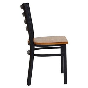 LUCKYERMORE Heavy Duty Kitchen Dining Chairs Set of 2 with Wood Seat and Metal Frame Restaurant Chairs Fully Assembled for Commercial and Residential Use, Ladder Back