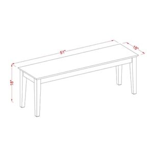 East West Furniture Dining Bench, Wood Seat, CAB-LWH-W