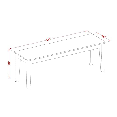 East West Furniture Dining Bench, Wood Seat, CAB-LWH-W