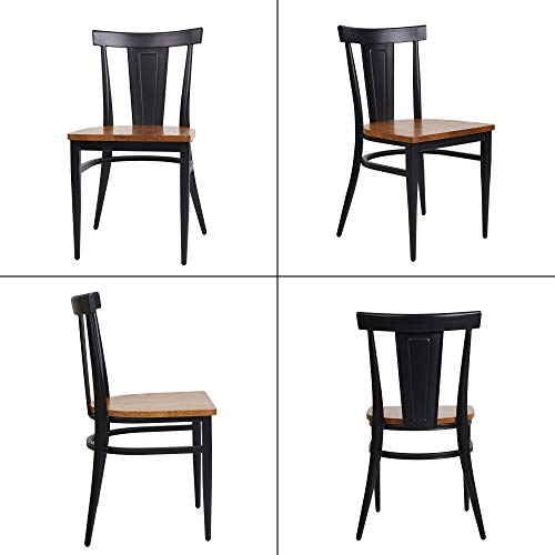 LUCKYERMORE Heavy Duty Dining Chairs Set of 2 with Wood Seat and Metal Frame Restaurant Chairs for Commercial and Residential Use, Fully Assembled, 450lb Weight Capacity