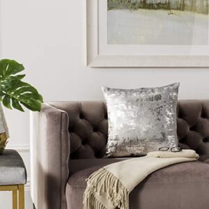 safavieh edmee metallic throw pillow, 22"x22", light grey/silver