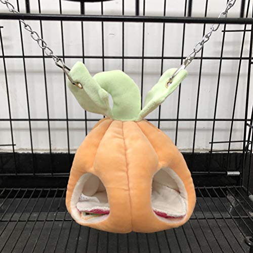 POPETPOP Pumpkin Design Guinea Pig Hamster Sleeping Bed - Warm Small Animal House Bed - Cosy Winter Snuggle Bed Cushions for Hamster, Chinchillas, Squirrels, Guinea Pig and Other Small Pets