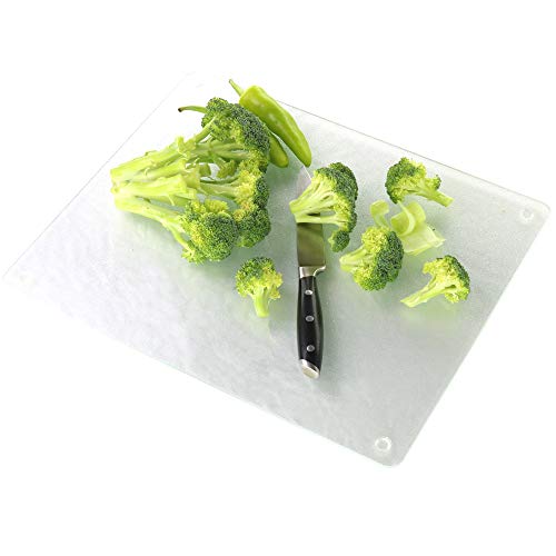 Vance 12 x 10 inch Clear Surface Saver Tempered Glass Cutting Board | Best Kitchen Chopping Board for Food Prep | BPA-Free | Non-Porous