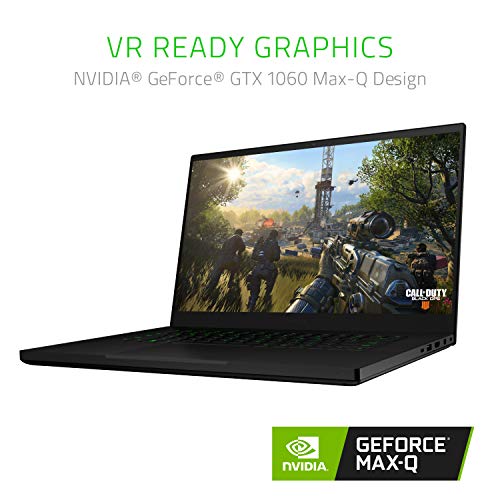 Razer RZ09-02705E75-R3U1 Blade 15: 15.6" Gaming Laptop - 60Hz Full HD Thin Bezel - 8th Gen Intel Core i7-8750H 6 Core - NVIDIA GeForce GTX 1060 Max-Q - 16GB RAM - 256GB SSD + 2TB HDD - Windows 10 -, 15-15.99 inches