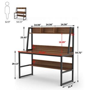 Tribesigns Computer Desk with Hutch, 47 inches Home Office Desk with Space Saving Design with Bookshelf for Small Spaces (Dark Walnut, 47)