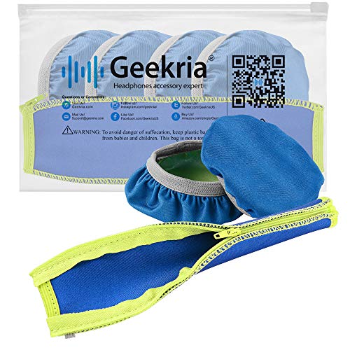 Geekria Stretchable and Washable Earphone Covers and Headband Cover Fits B S0lO Pro, Solo3, Solo2.0 Wireless Headphone/Ear Cushion Covers/Earpad Protectors + Headband Protector (Pop Indigo)