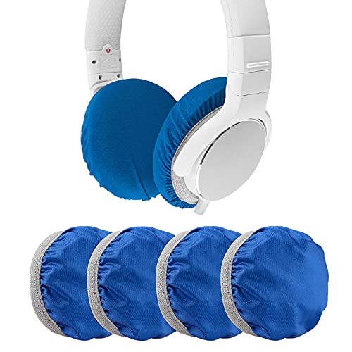 Geekria 2 Pairs Flex Fabric Headphones Ear Covers, Washable & Stretchable Sanitary Earcup Protectors for On-Ear Headset Ear Pads, Sweat Cover for Warm & Comfort (S/Pop Indigo)