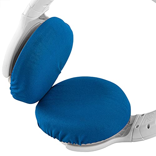 Geekria 2 Pairs Flex Fabric Headphones Ear Covers, Washable & Stretchable Sanitary Earcup Protectors for On-Ear Headset Ear Pads, Sweat Cover for Warm & Comfort (S/Pop Indigo)