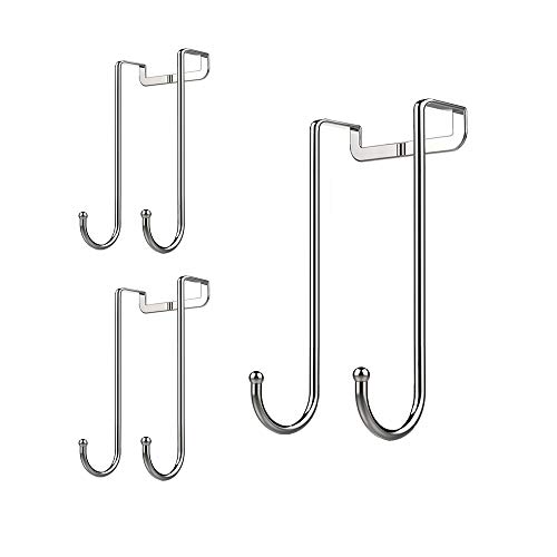 Dalanpa 1kuan Over Door Hook Heavy Duty Hooks for Hanging - Single Hook Loads up to 50lbs for Kitchen, Bathroom, Bedroom and Office - Pack of 3