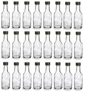 nakpunar 24 pcs, 50 ml glass liquor bottles with black caps (1.69 oz)