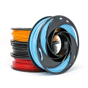 gizmo dorks low odor abs 3d printer filament 3mm (2.85mm) 200g sample pack - black, sky blue, orange, red