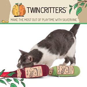 TWINCRITTERS KittiLush 2-Pack Organic Silvervine Catnip Substitute Toys for Cats & Kittens | 100% All-Natural Wild Harvested Silvervine | 2 TWINCRITTERS Refillable Wine Bottle Plush Cat Toys