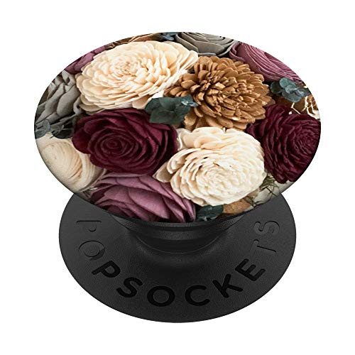 Luxurious Floral - Gold, Gray, and Maroon Flowers PopSockets PopGrip: Swappable Grip for Phones & Tablets