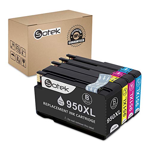 Sotek Compatible Ink Cartridge Replacement for HP 950XL 951XL 950 951 High Yield, Work for Officejet Pro 8610 8600 8615 8620 8625 8630 (BK/C/M/Y, 4-Pack)