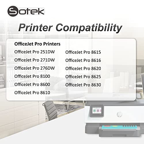 Sotek Compatible Ink Cartridge Replacement for HP 950XL 951XL 950 951 High Yield, Work for Officejet Pro 8610 8600 8615 8620 8625 8630 (BK/C/M/Y, 4-Pack)