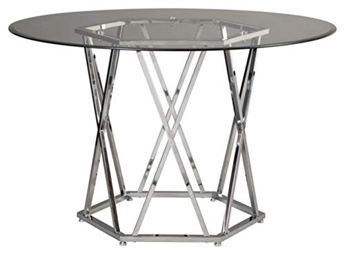 Signature Design by Ashley Madanere Round Contemporary Dining Room Table, Chrome Finish