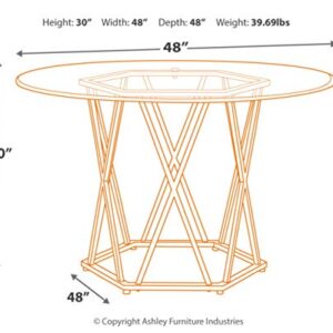 Signature Design by Ashley Madanere Round Contemporary Dining Room Table, Chrome Finish