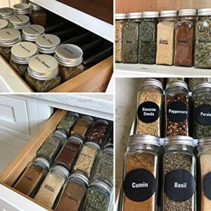 STONEKAE 25 Pcs Glass Spice Jars- Square Glass Containers With Square Empty Jars 4oz, Airtight Cap, Chalkboard & Clear Label, Shaker Insert Tops and Wide Funnel - Complete Organizer Set