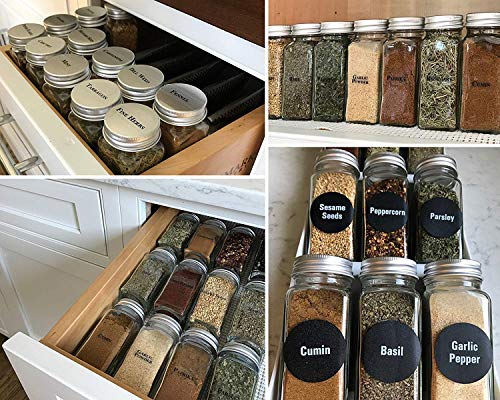 STONEKAE 25 Pcs Glass Spice Jars- Square Glass Containers With Square Empty Jars 4oz, Airtight Cap, Chalkboard & Clear Label, Shaker Insert Tops and Wide Funnel - Complete Organizer Set