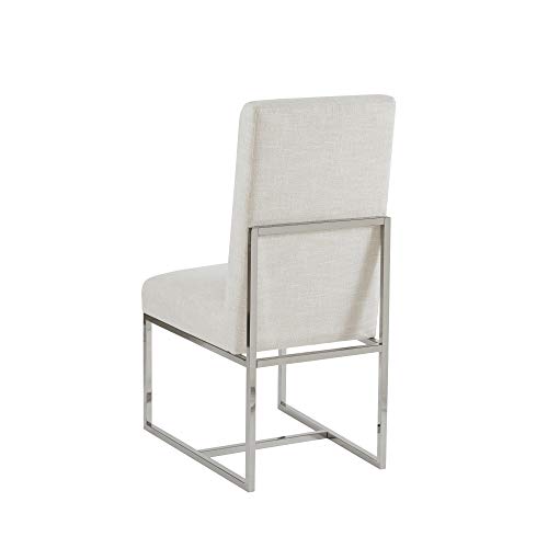 Madison Park Junn Dining Chairs - High Back, Soft Modern Luxe Accent Furniture, Sturdy Chrome Metal Legs Kitchen-Stool, All Cushion Deep Seating, 19"W x 26"D x 40"H, Natural