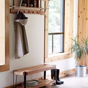 Alaterre Furniture Ryegate Solid Wood with Metal Storage, Natural Coat Hooks