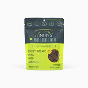 Jiminy's Cricket Treats - Chewy Hypoallergenic Dog Treats, 100% Made in The USA, Cricket Dog Treats, Gluten-Free, Sustainable, All Natural Dog Treats, High Protein - Sweet Potato & Pea, 6oz Bag